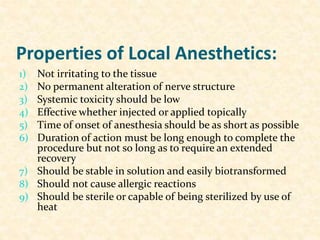 Local anesthetics pharmacology | PPTX