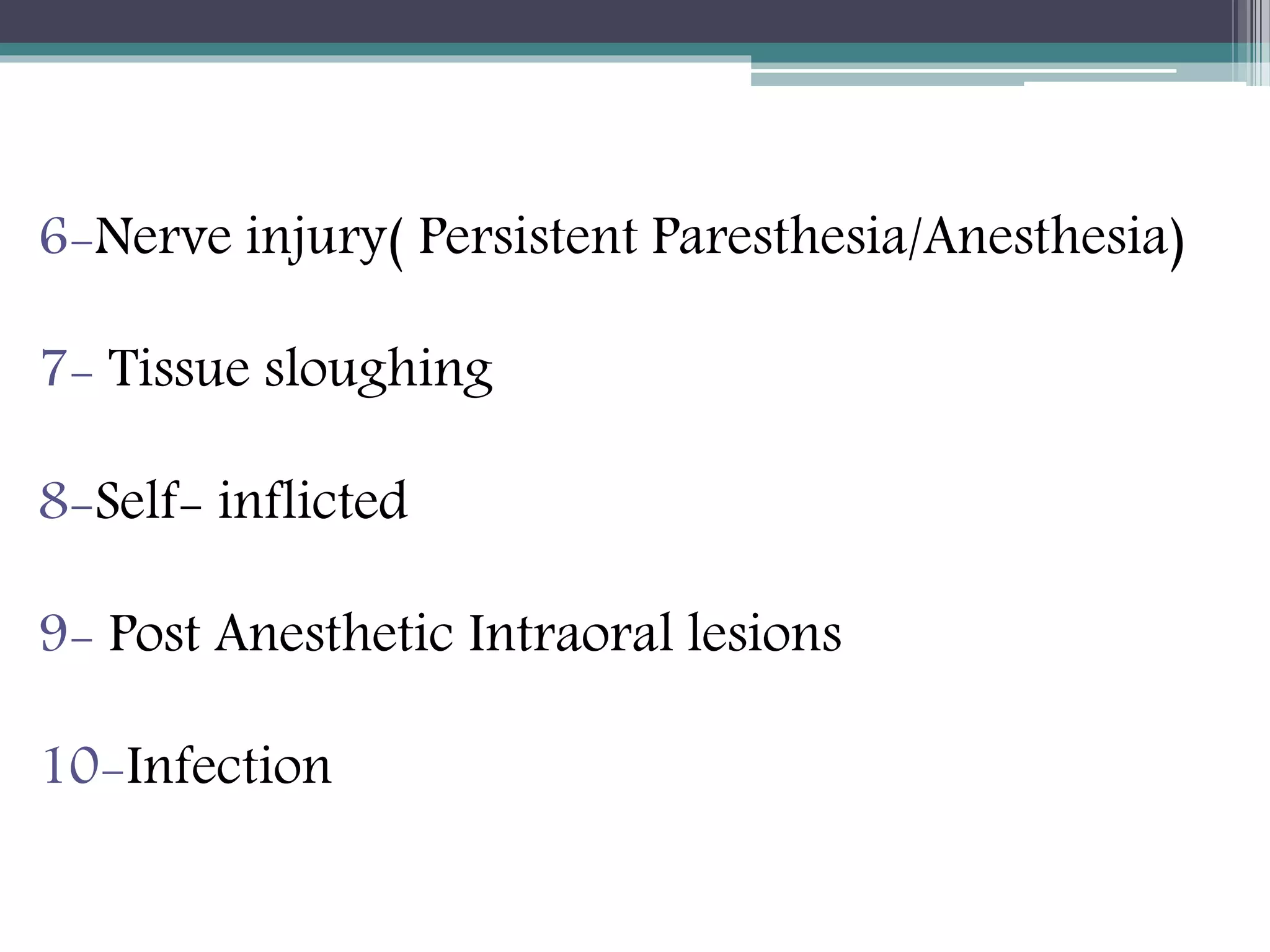 Local and systemic complications of local anesthesia | PPTX