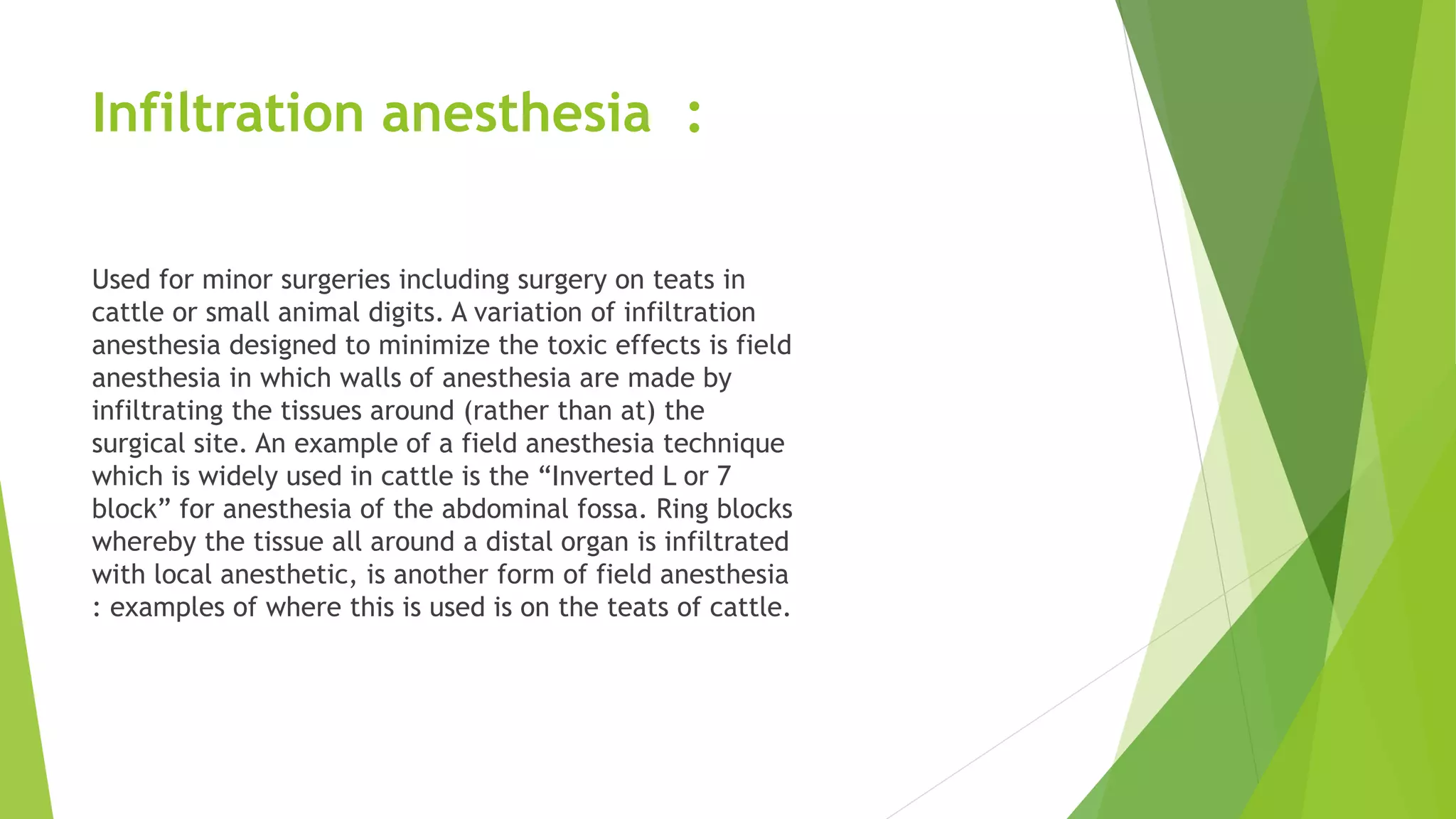 Local anesthesia in animals | PPTX