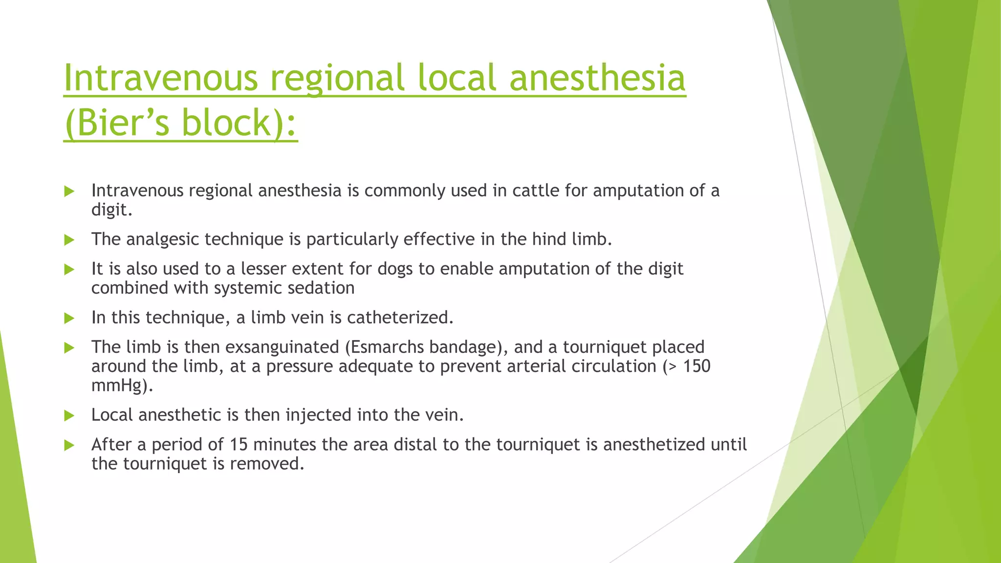 Local anesthesia in animals | PPTX