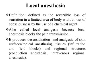 Local anesthesia and nerve blocks in large animals. | PPTX