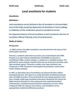 Local anesthesia for students | PDF
