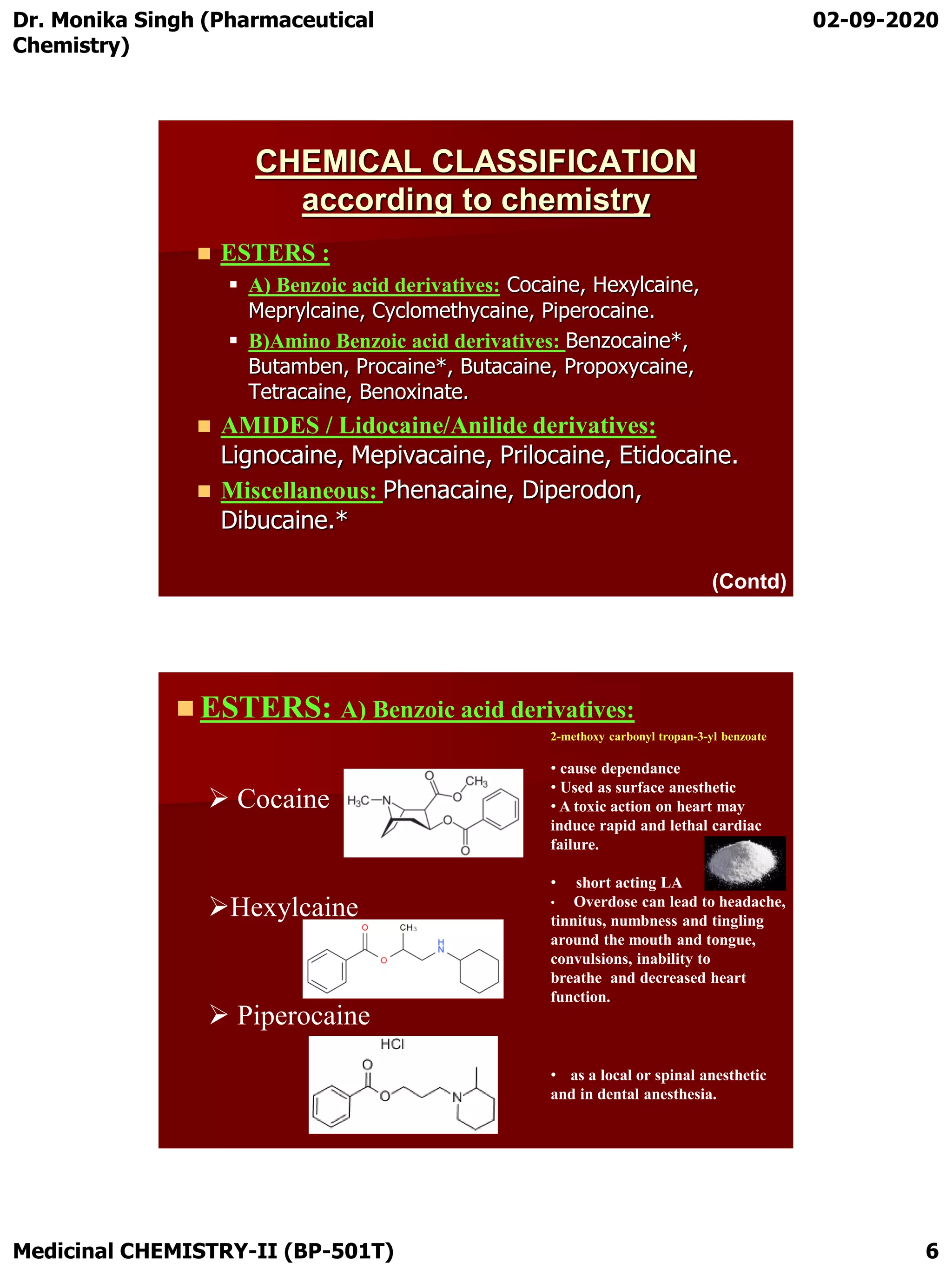 Local Anesthetics part1 by Dr. MONIKA SINGH as per PCI syllabus | PDF