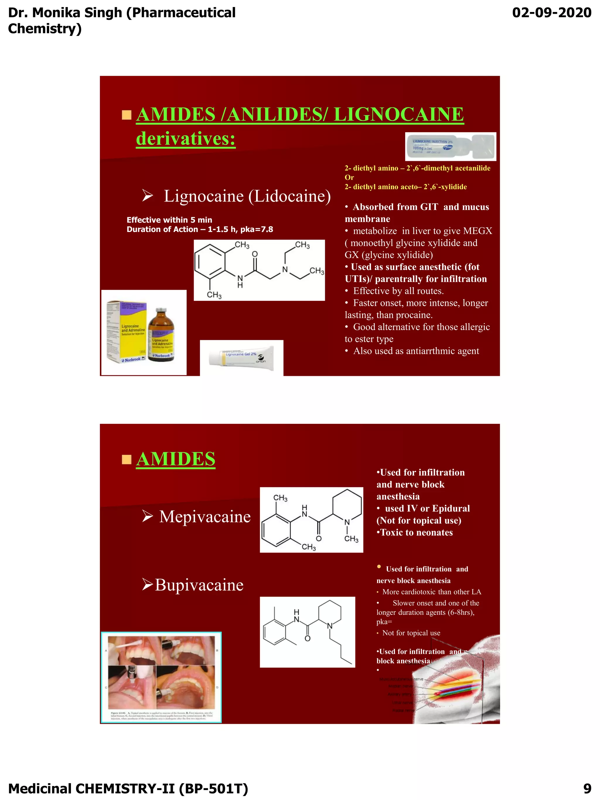 Local Anesthetics part1 by Dr. MONIKA SINGH as per PCI syllabus | PDF