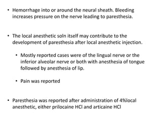 Local complications of local anesthesia | PPTX