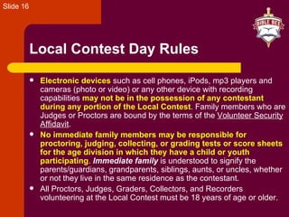Local contest format and rules | PPT | Books and Literature