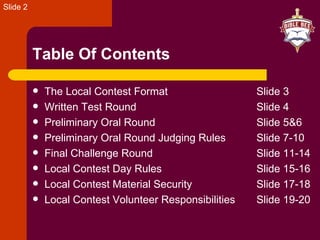 Local contest format and rules | PPT | Books and Literature