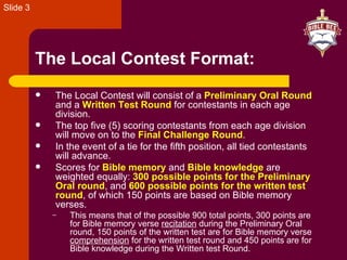 Local contest format and rules | PPT | Books and Literature
