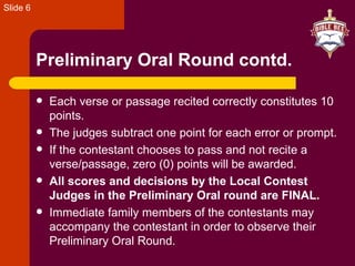Local contest format and rules | PPT | Books and Literature