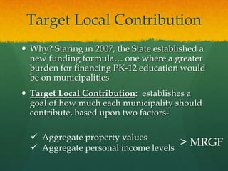 School Funding Basics: Required Local Contribution & Target Local Share ...