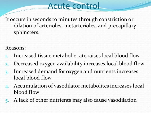 Local control of blood flow