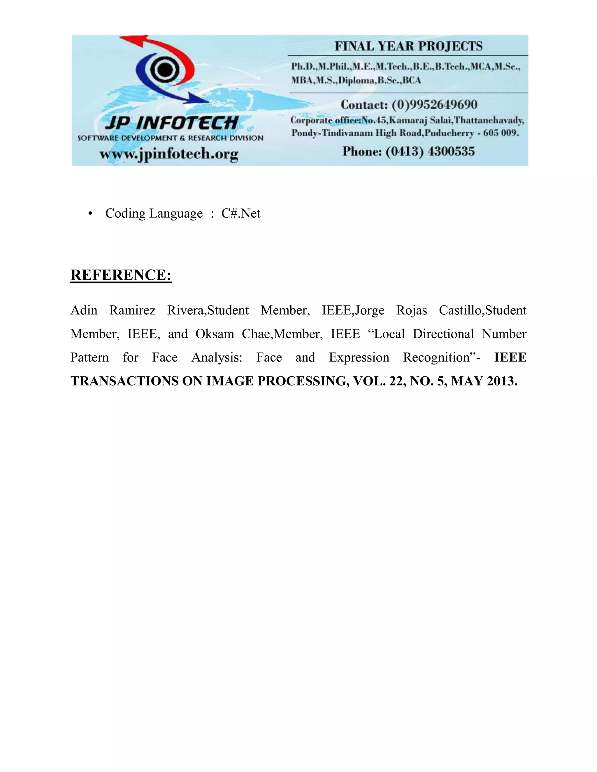 Local Directional Number Pattern For Face Analysis Face And Expression Recognition Pdf