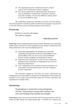 Key Competencies for Improving Local Governance Quick Guide | PDF