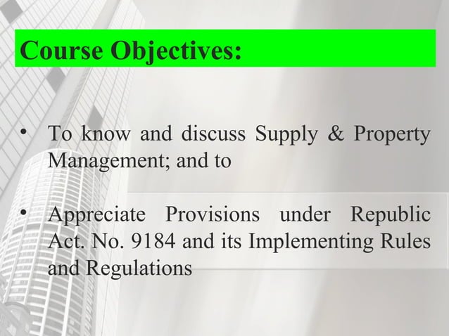 Property and Supply Management w/ introduction to R.A. 9184 Government ...