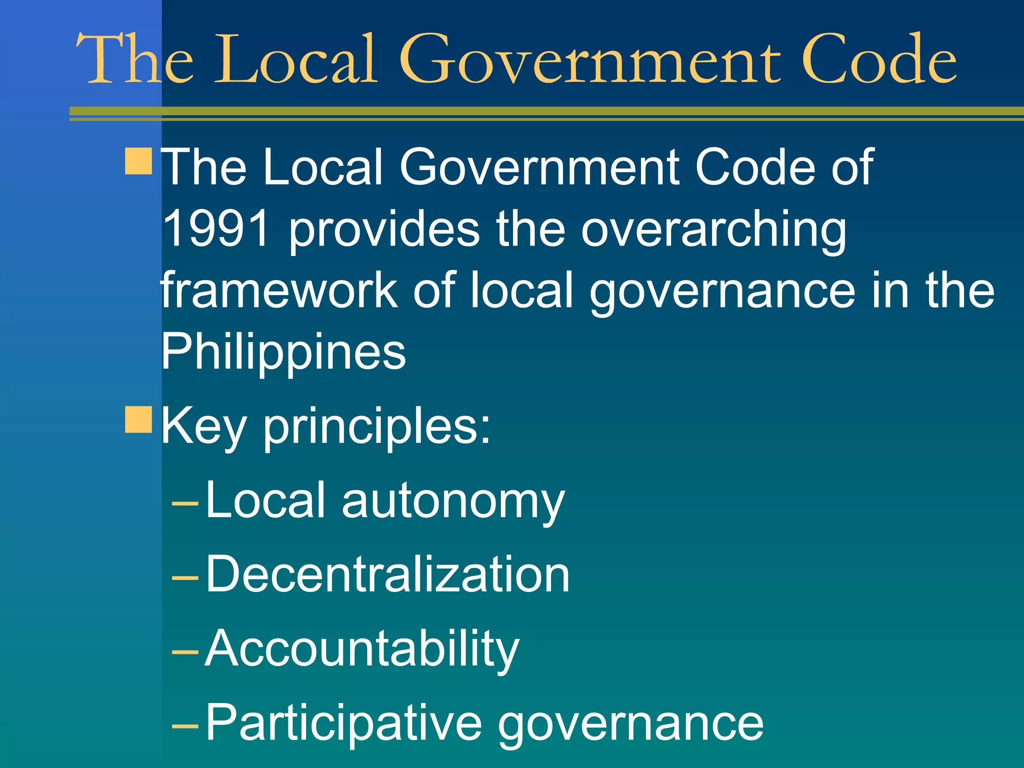 The Philippine Local Government Code | PPT