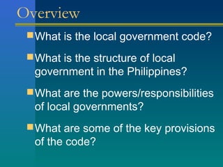 The Philippine Local Government Code | PPT