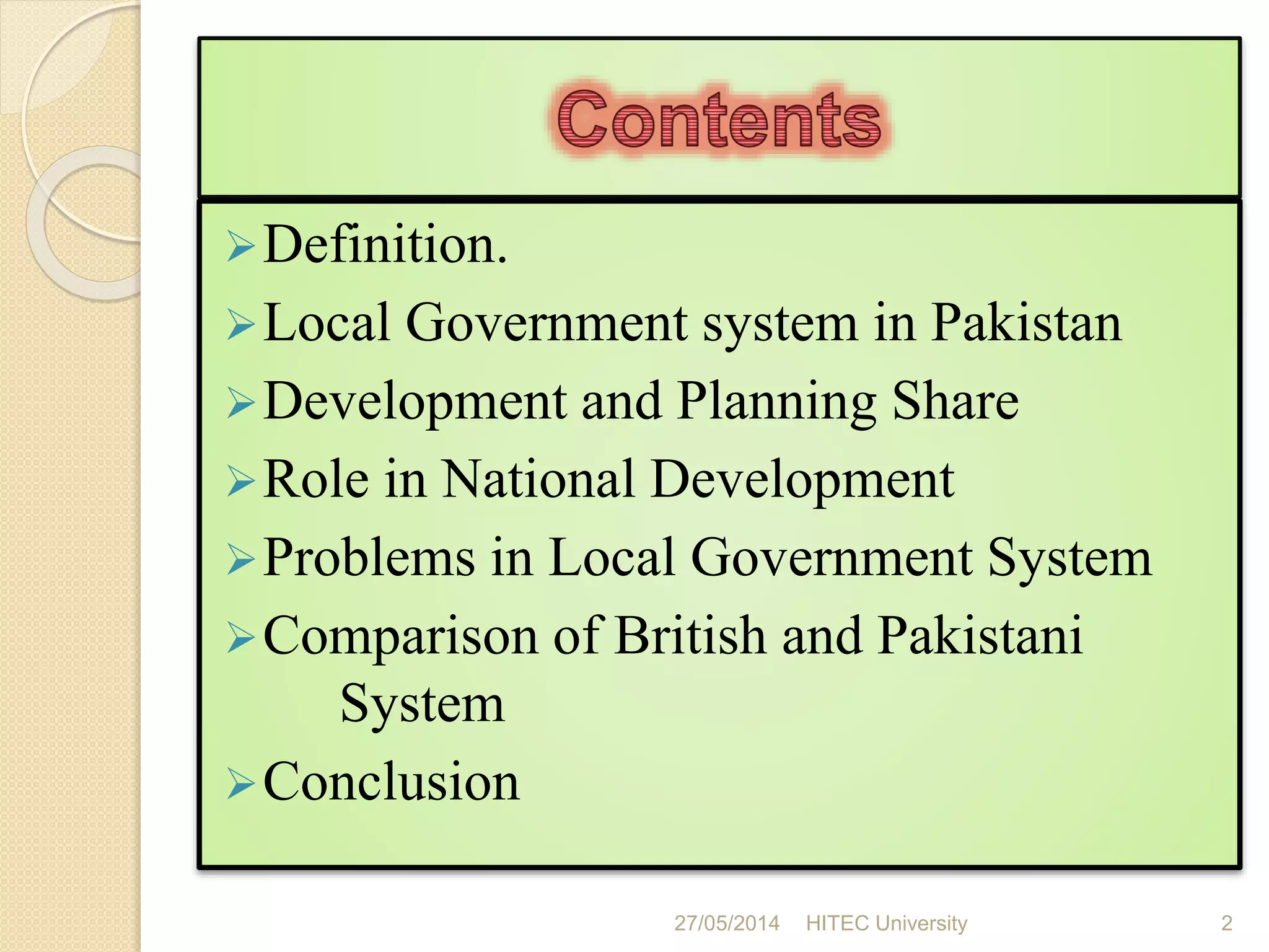 Local government of pakistan | PPTX
