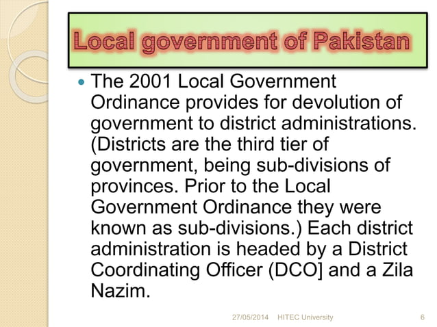 Local government of pakistan | PPTX | Civic affairs | Politics