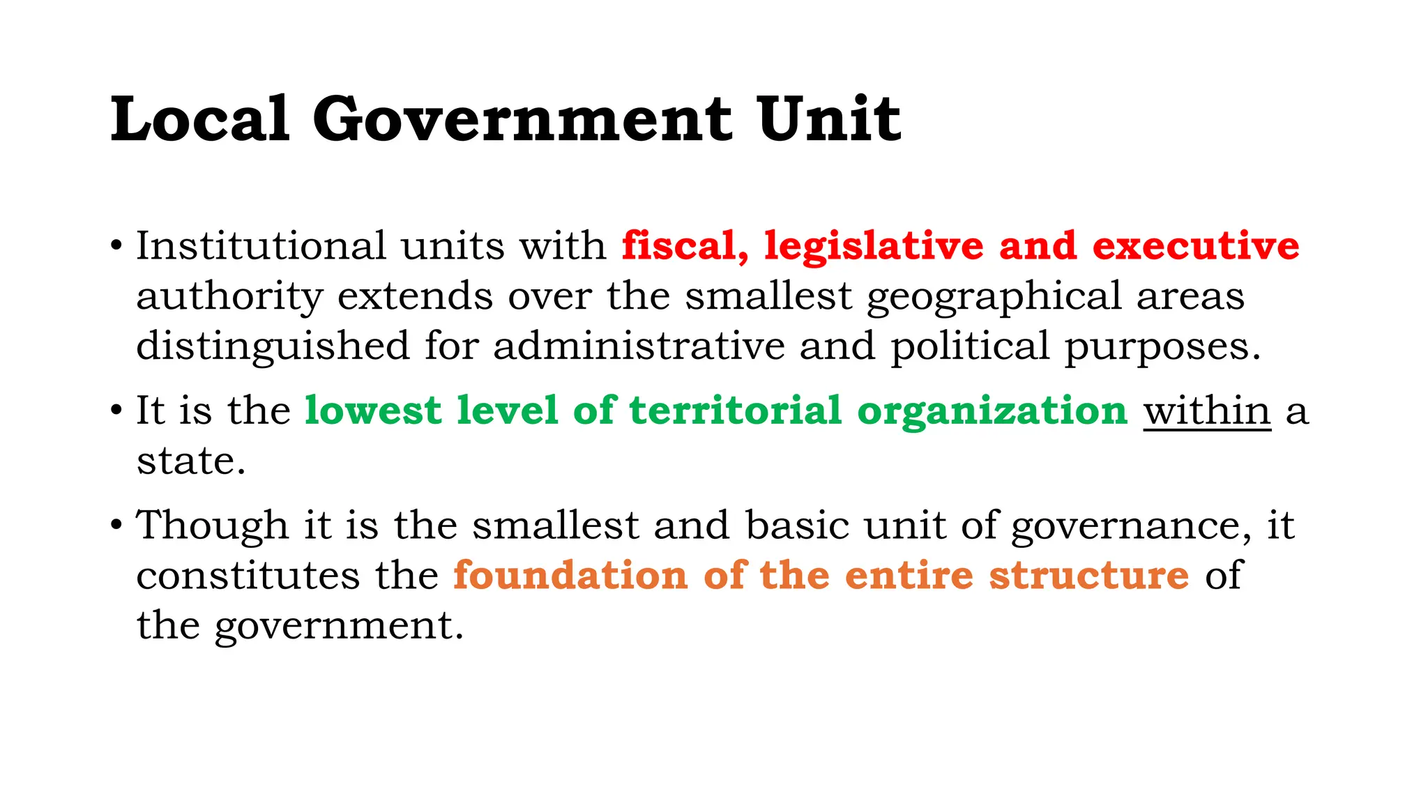 Local Government Unit - Philippine Politics and Governance | PPTX