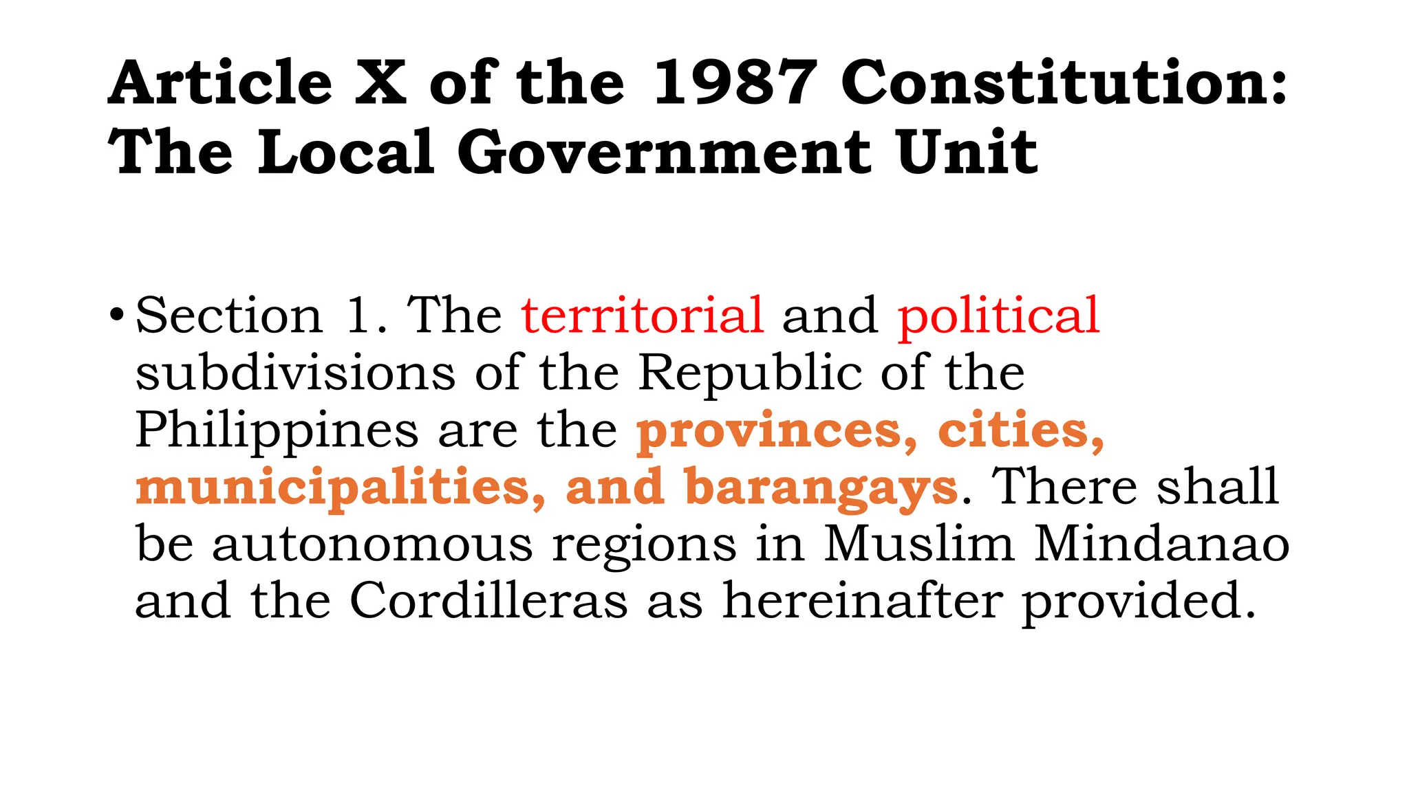 Local Government Unit - Philippine Politics and Governance | PPTX