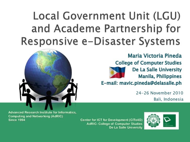 Local Government Unit (LGU) and Academe Partnership for Responsive e-…