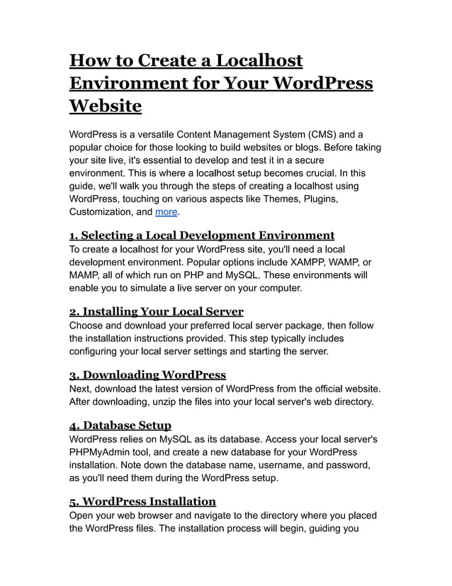 How To Create Wordpress Website On Localhost Pdf
