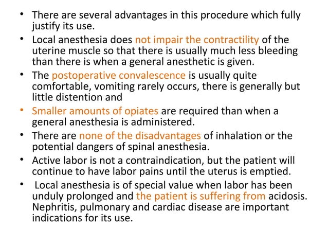 Local infiltrative anesthesia for cesarean section | PPT