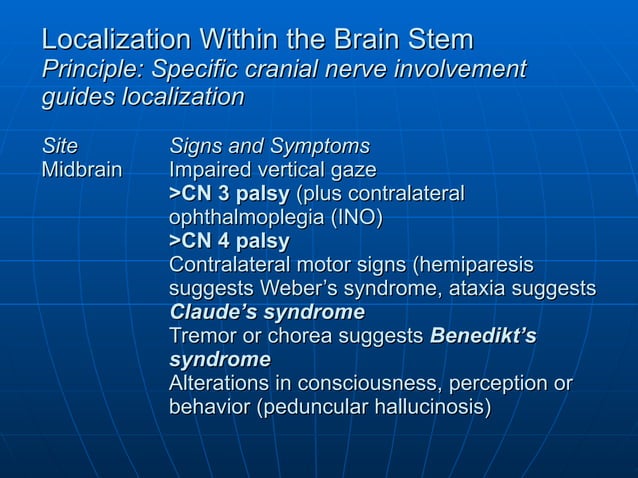 Localization In Clinical Neurology | PPT