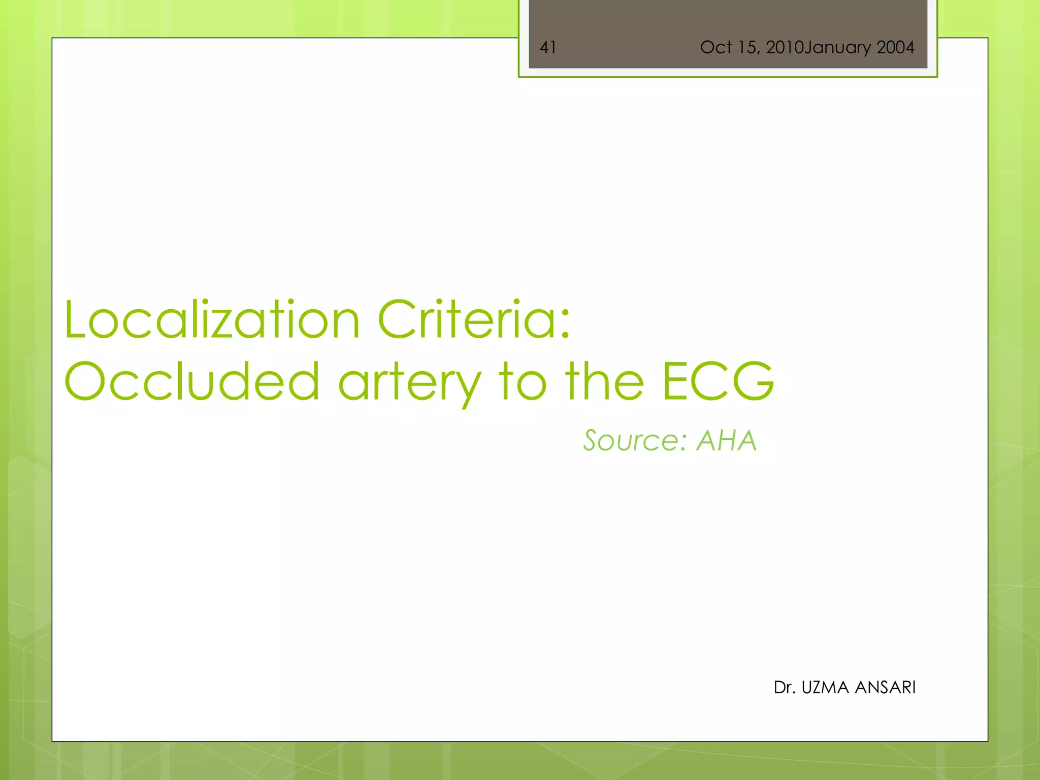 Localization of MI on ECG | PPT