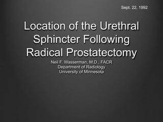 Localization of the post-Radical Prostatectomy Urinary Sphincter ...