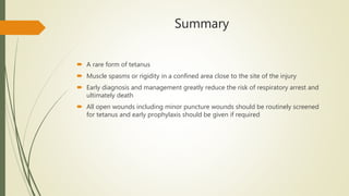 Localized Tetanus | PPT