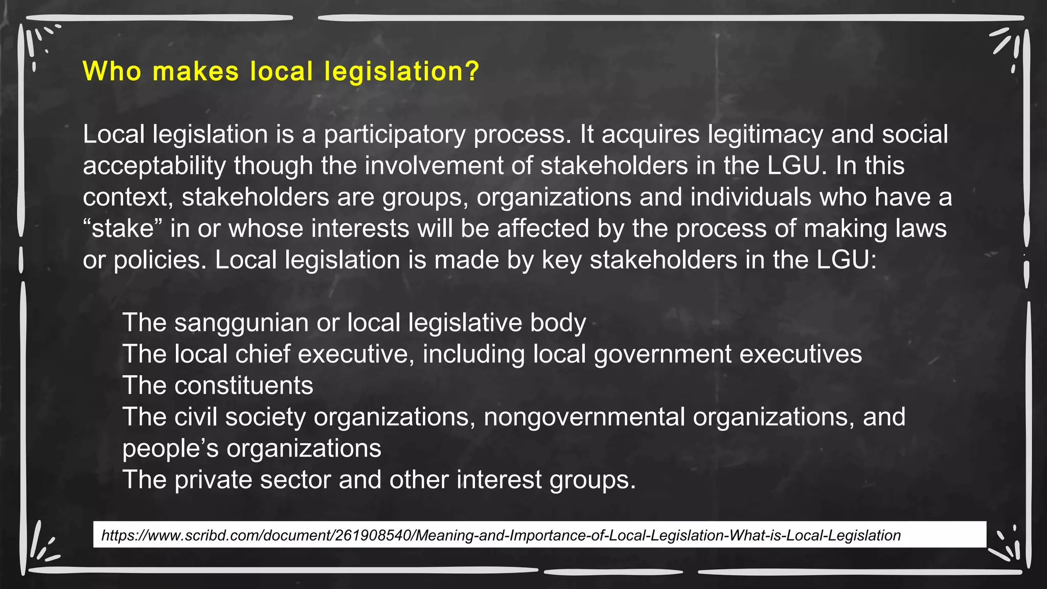 Local Legislation | PPT