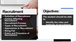 Recruitment and selection | PPTX