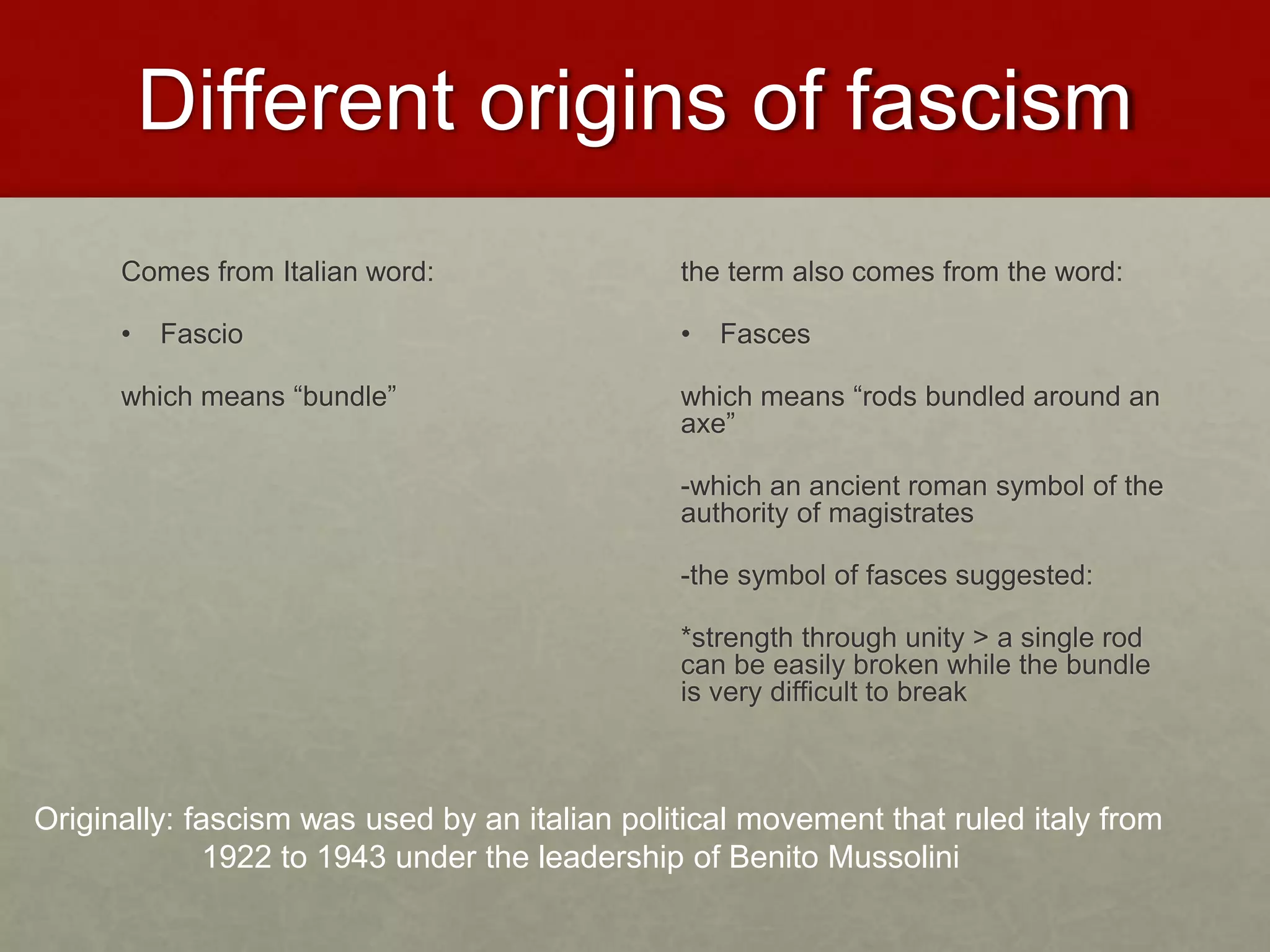definiton/origins of fascism | PPTX
