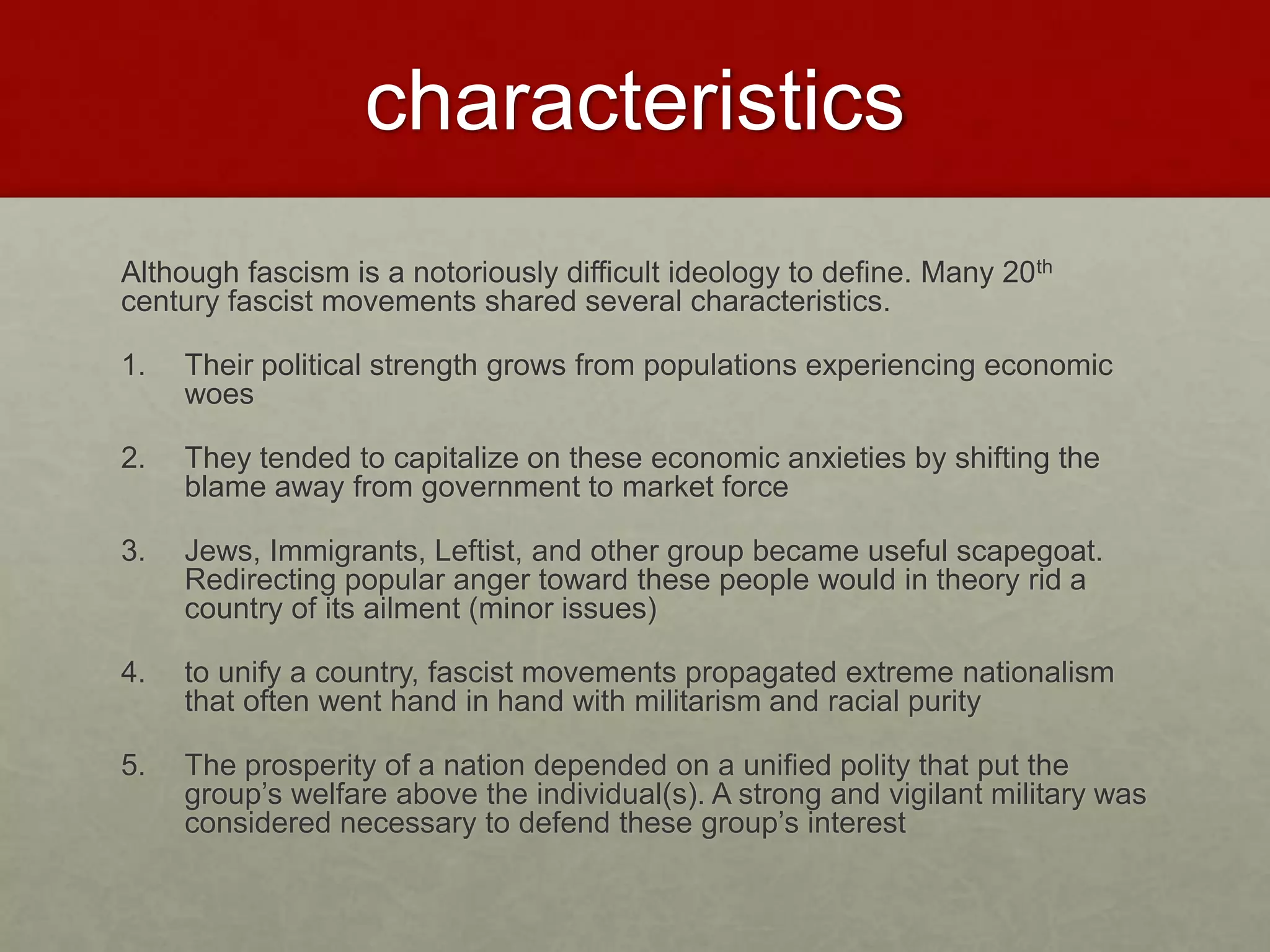 definiton/origins of fascism | PPTX