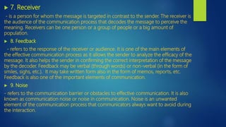 DEFINITION OF COMMUNICATION ELEMENTS/ STAGES OF COMMUNICATION | PPTX