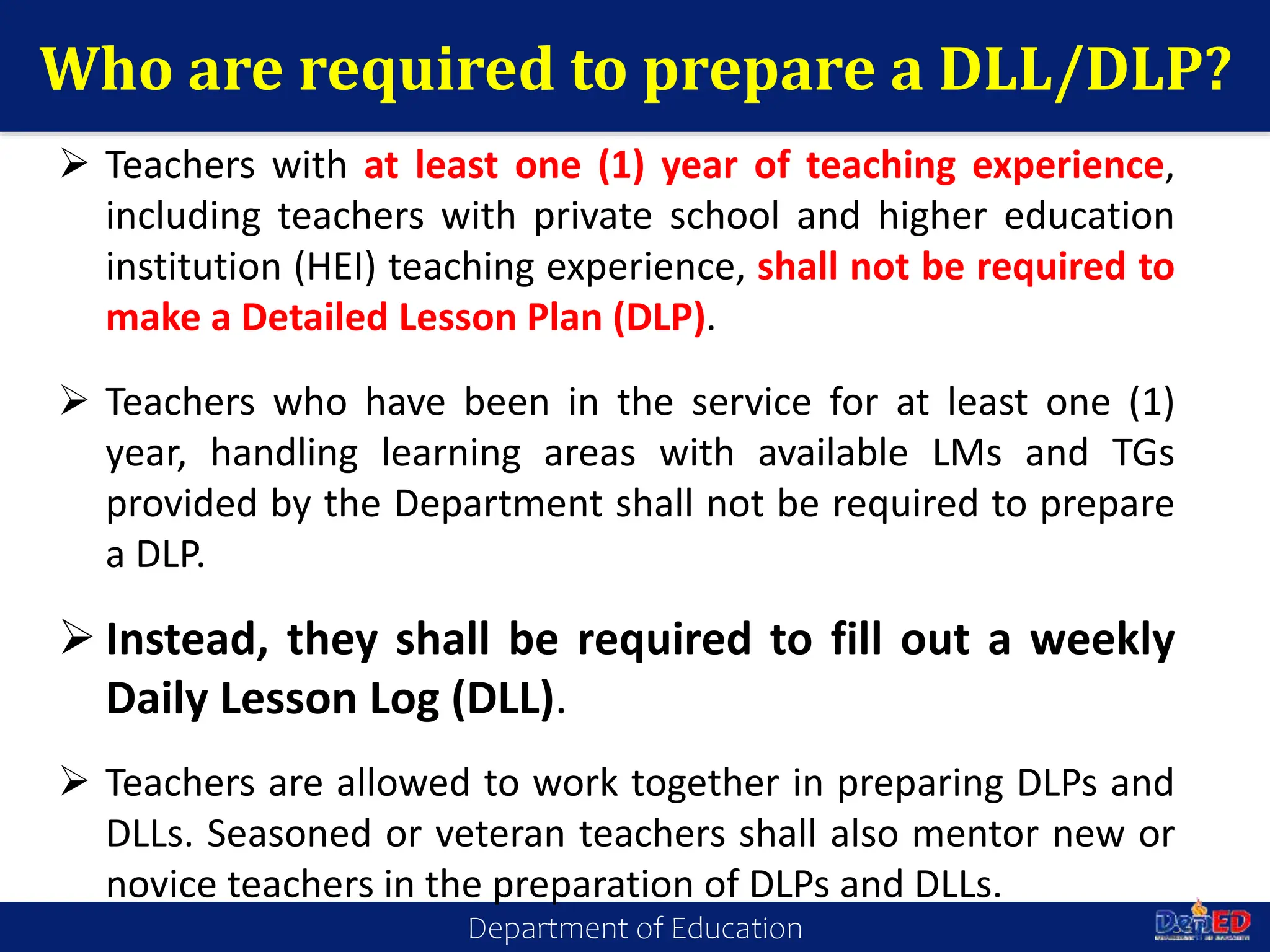 policy guidelines on DLL................ | PPT