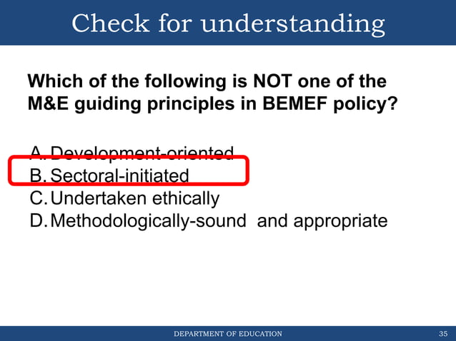 the basic education monitoring and evaluation framework (bemef).pptx | Education