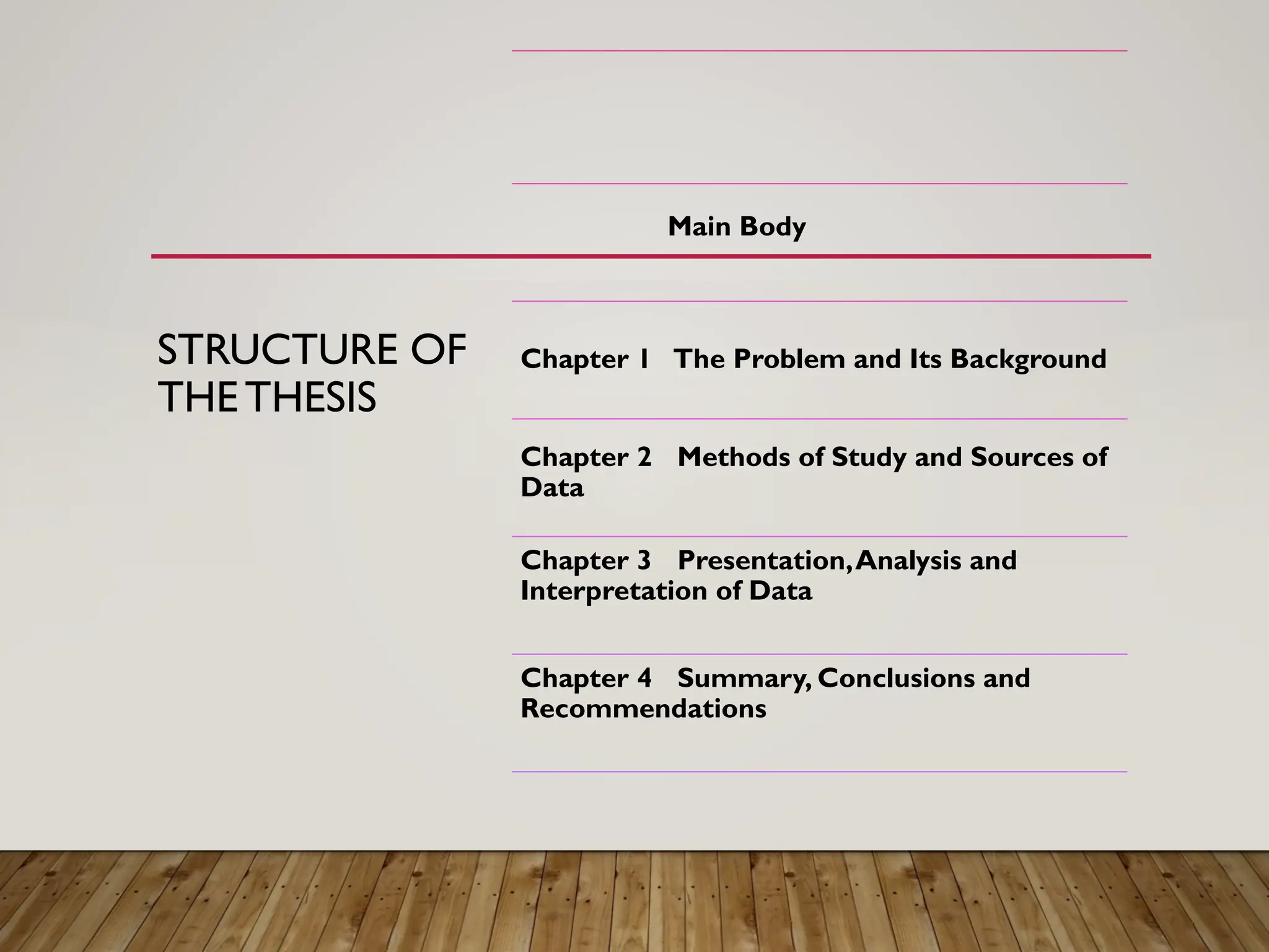 structure of thesis in education in english | PPT