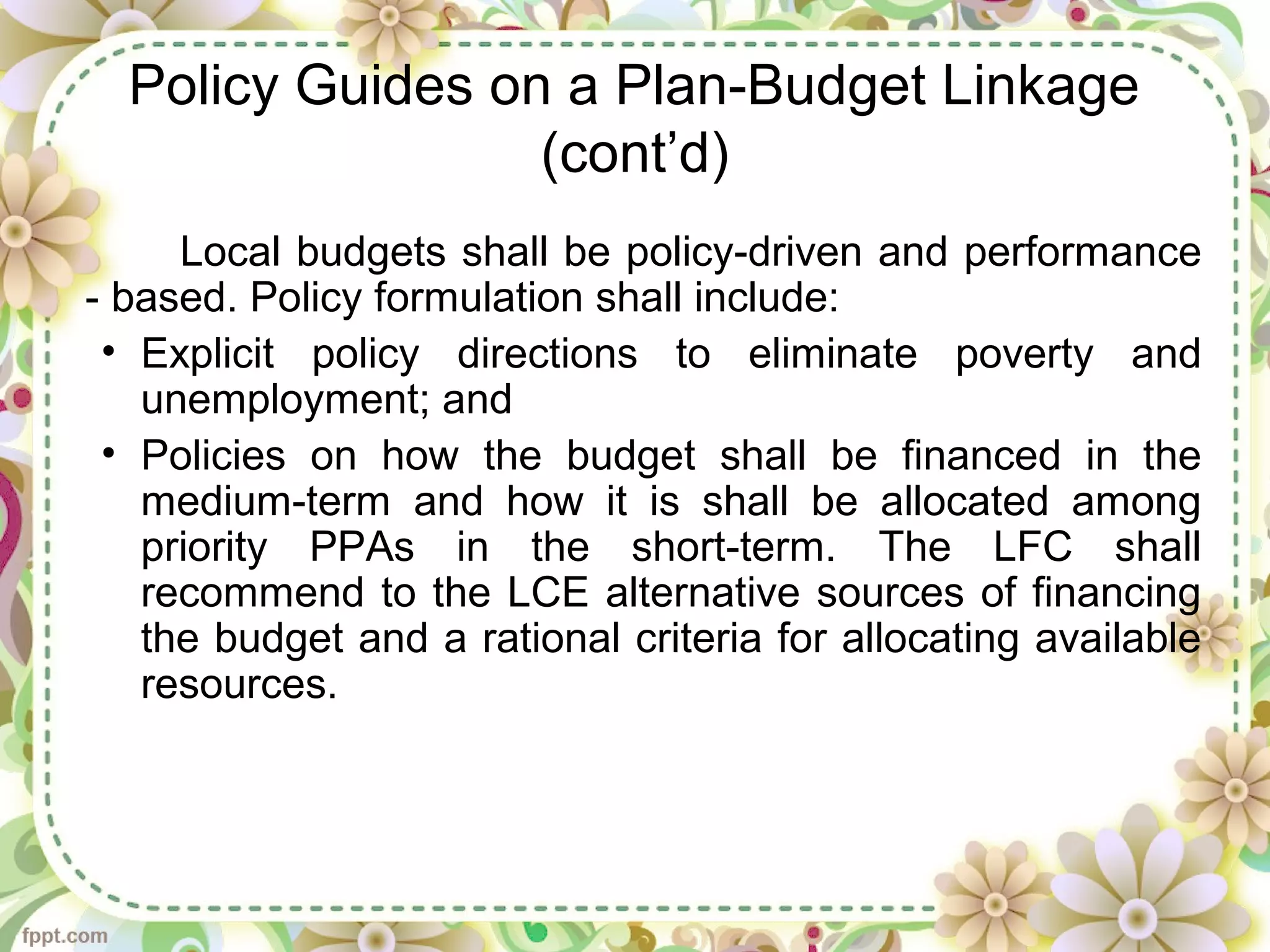 Local Planning and Budgeting Linkage | PPT