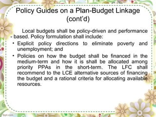 Local Planning and Budgeting Linkage | PPT
