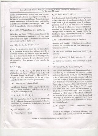 Local scour in bridge piers on coarse bed material- observed and perdicted by different method | PDF