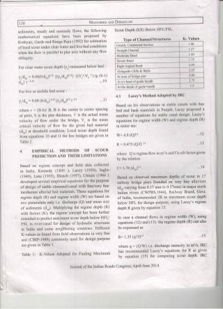 Local scour in bridge piers on coarse bed material- observed and perdicted by different method | PDF
