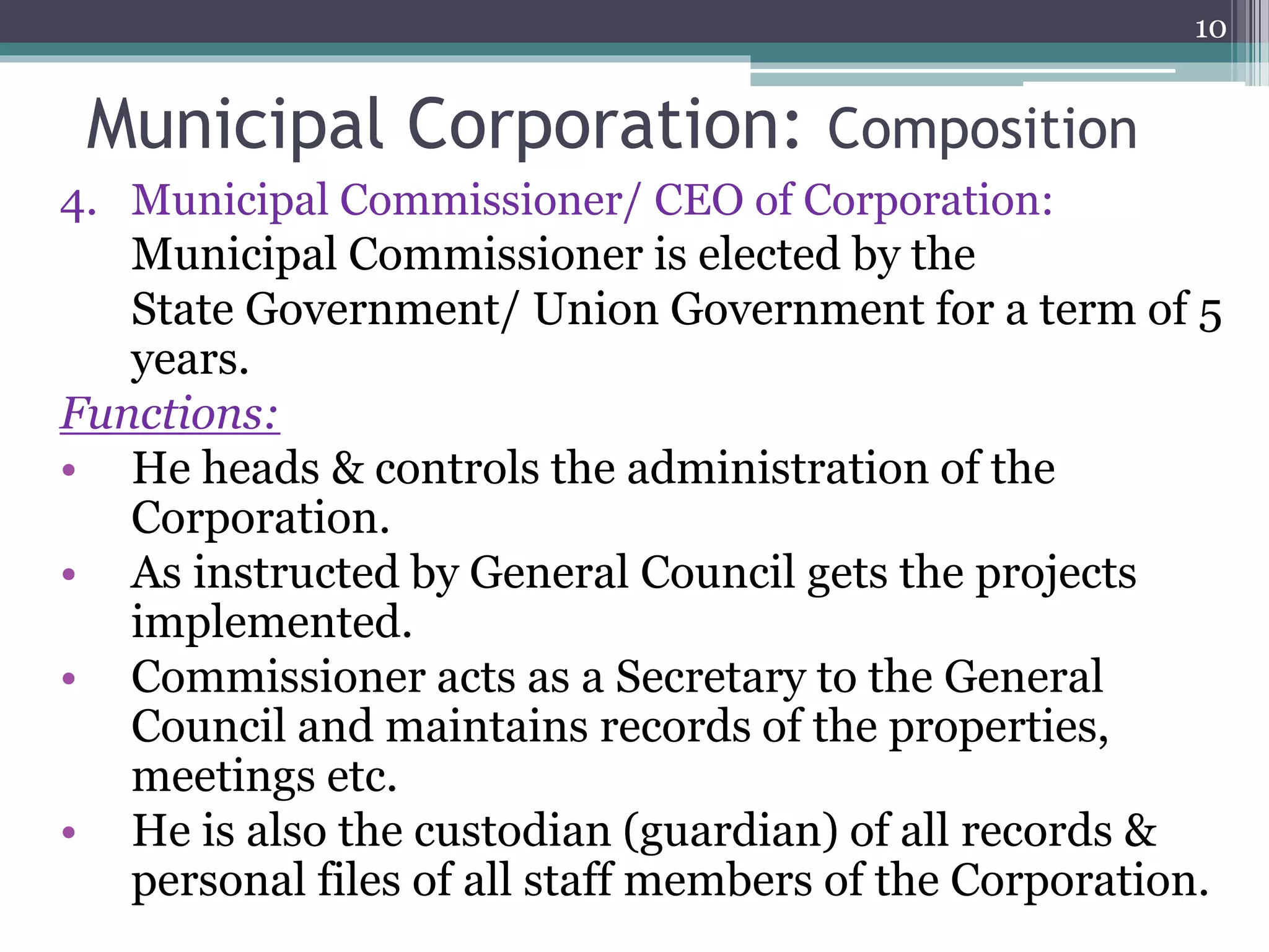 Local Self Government- Urban Local Institutions | PPTX