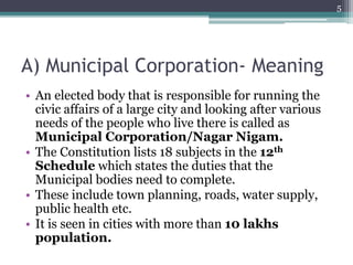 Local Self Government- Urban Local Institutions | PPTX