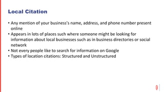 Local seo citation building by Samreen | PPTX | Search | Internet