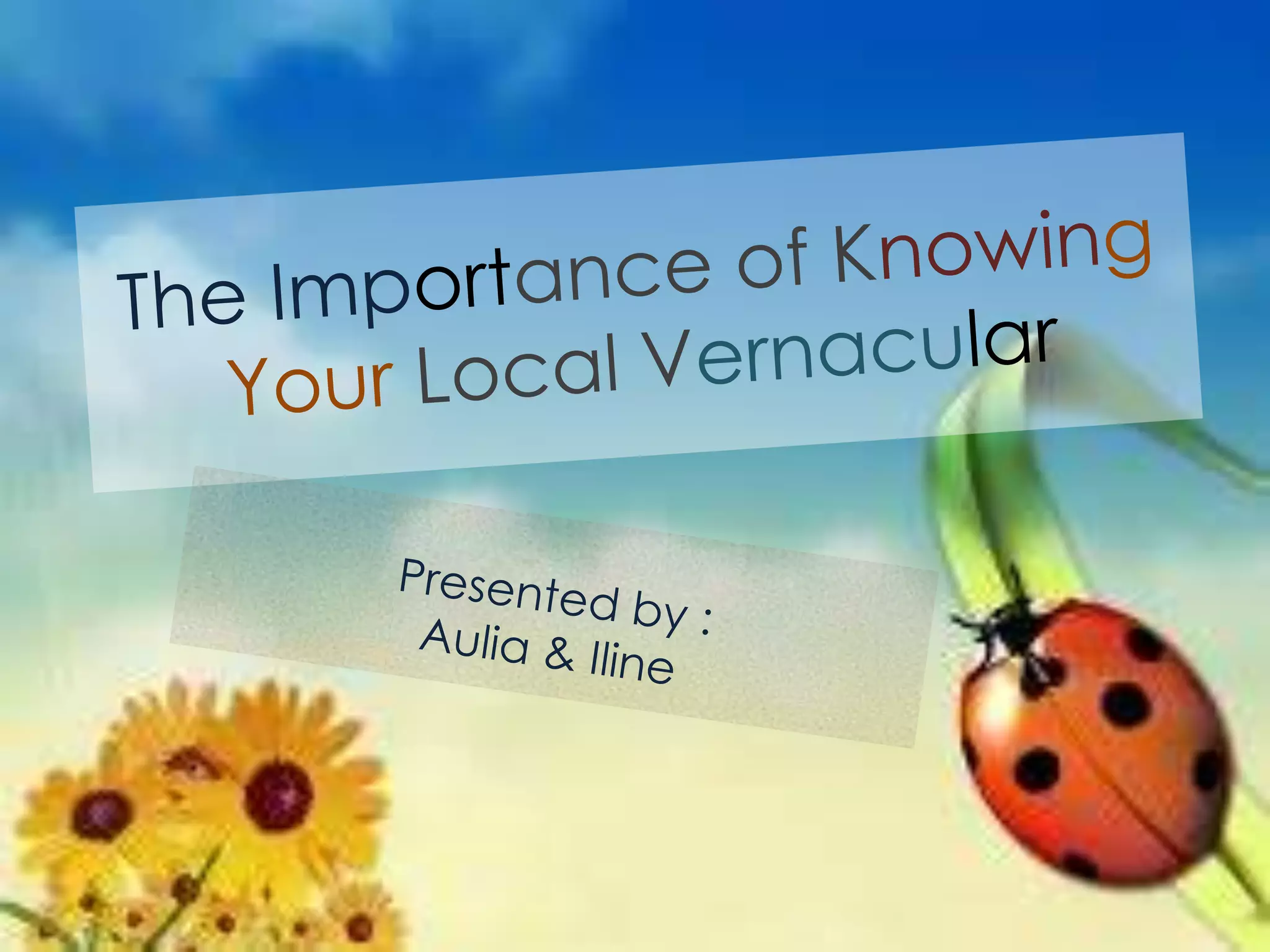 The Importance of Knowing your Local Vernacular | PPTX