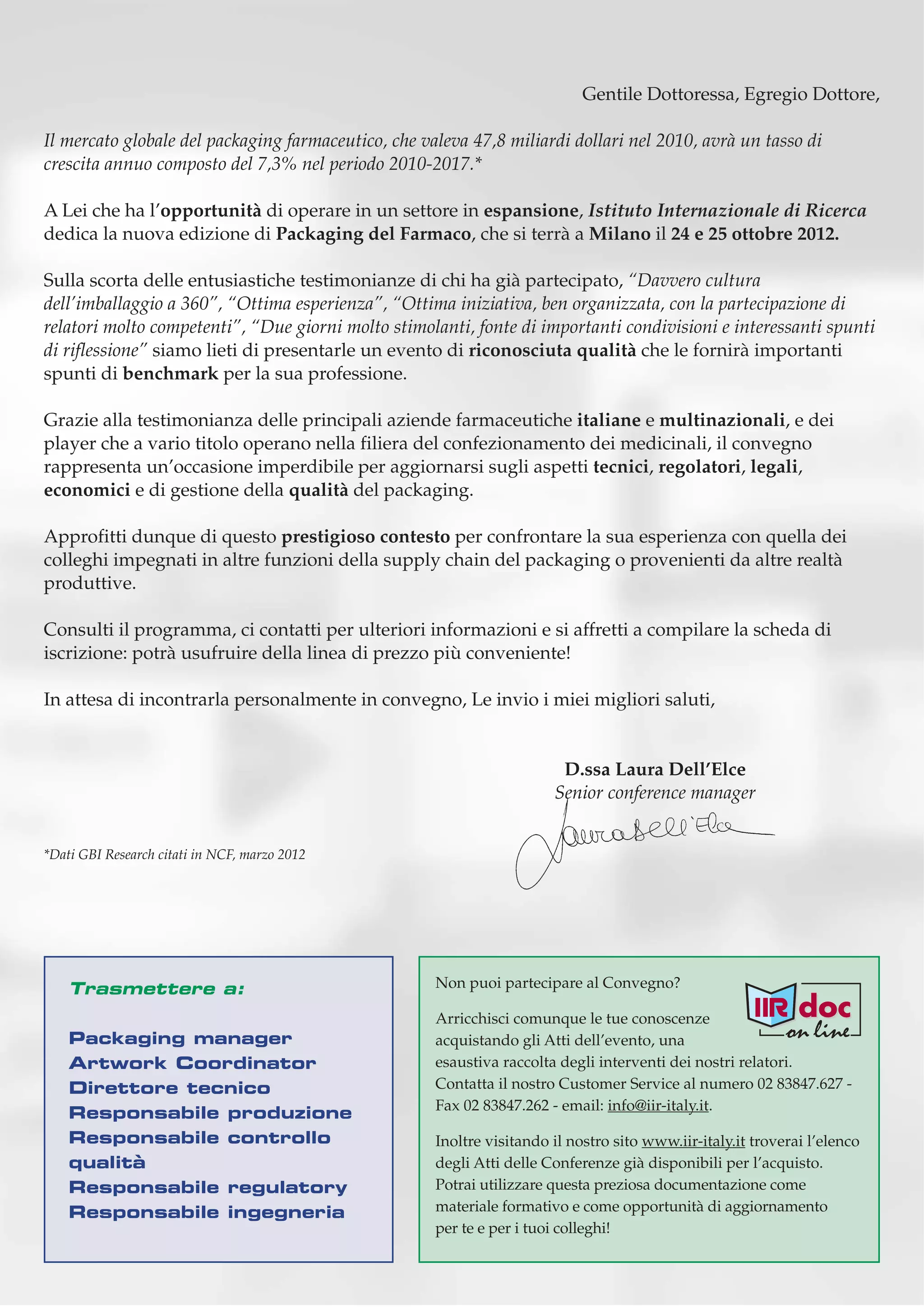 Packaging del Farmaco, Milano 24 e 25 ottobre 2012 | PDF