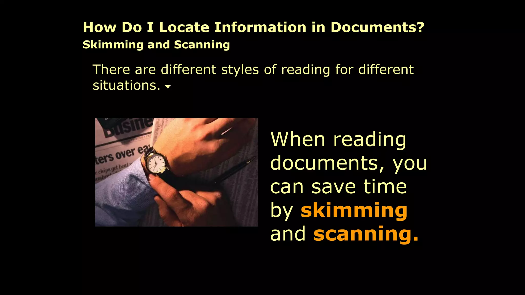 Locating information in text | PPTX