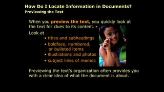 Locating information in text | PPTX